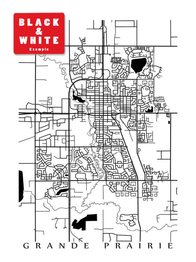 Grande Prairie Map Print Alberta Poster Modern Home Decor - Etsy