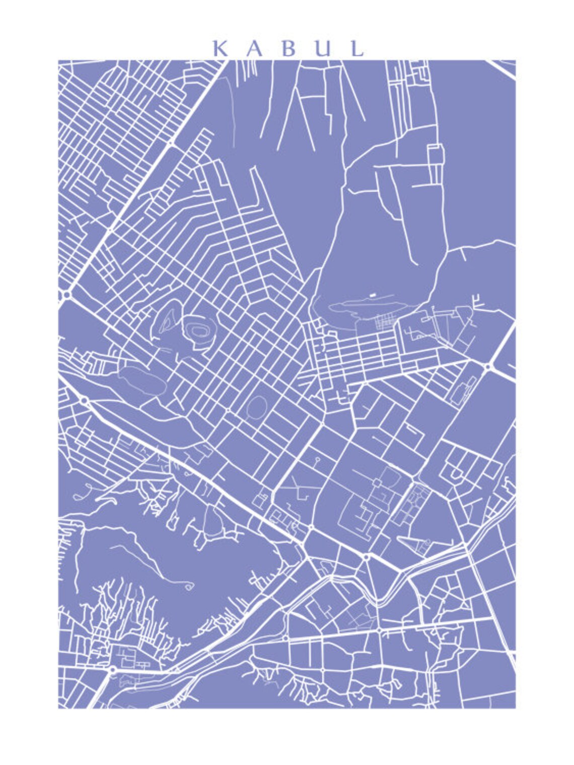Kabul Map Print - Afghanistan Poster Art - Etsy