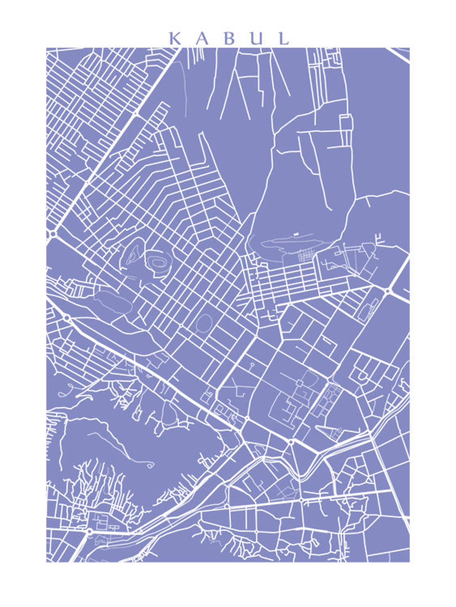 Kabul Map Print Afghanistan Poster Art | Etsy