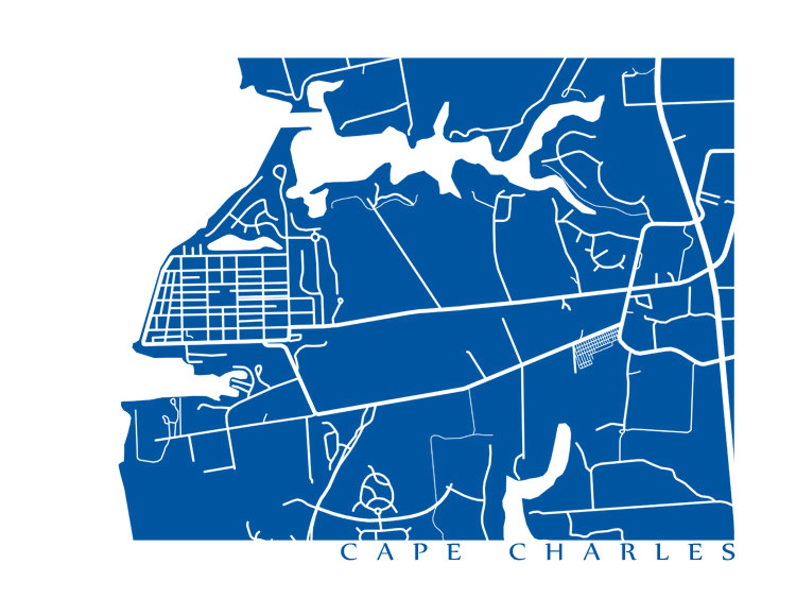 Cape Charles Map - Virginia Poster - Etsy