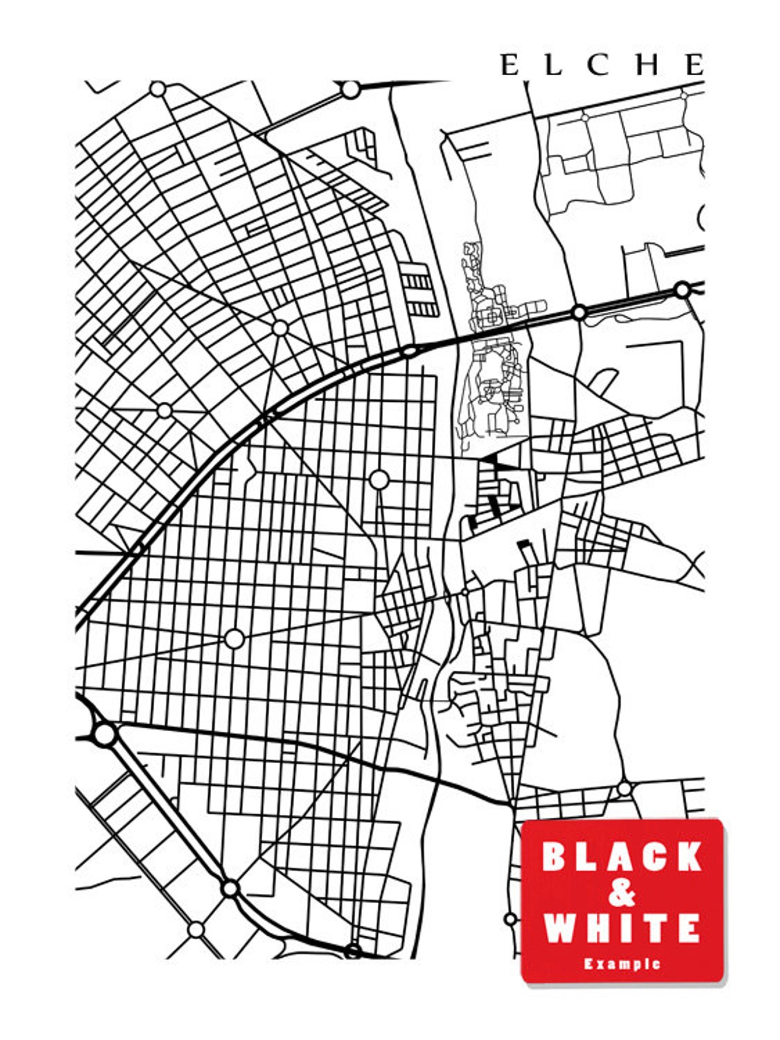 Elche Map Elx Spain Art Print - Etsy