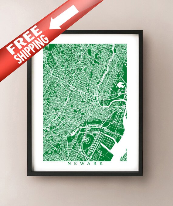 Newark NJ Map Art New Jersey Poster Print | Etsy