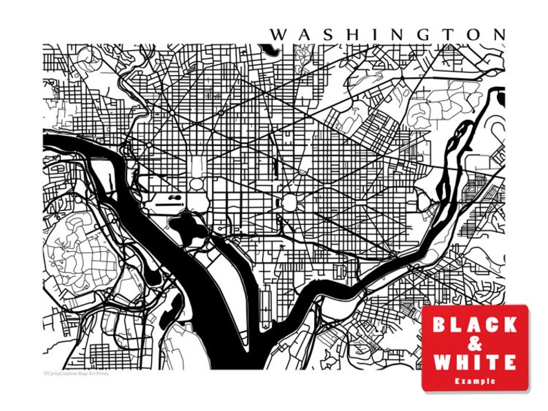 Washington DC Map Art - Etsy