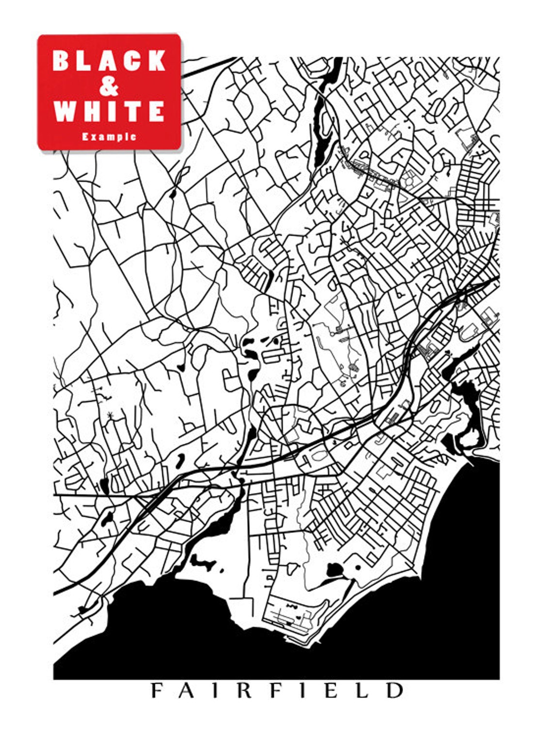 Fairfield CT Map Print - Etsy
