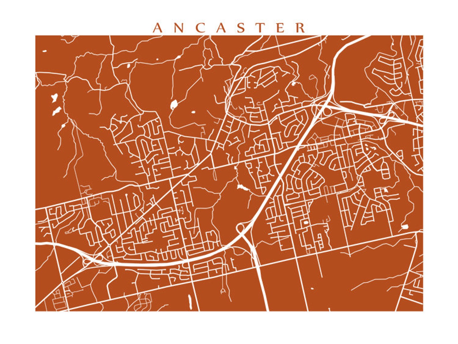 Impression de carte Ancaster Ontario Poster Art | Etsy