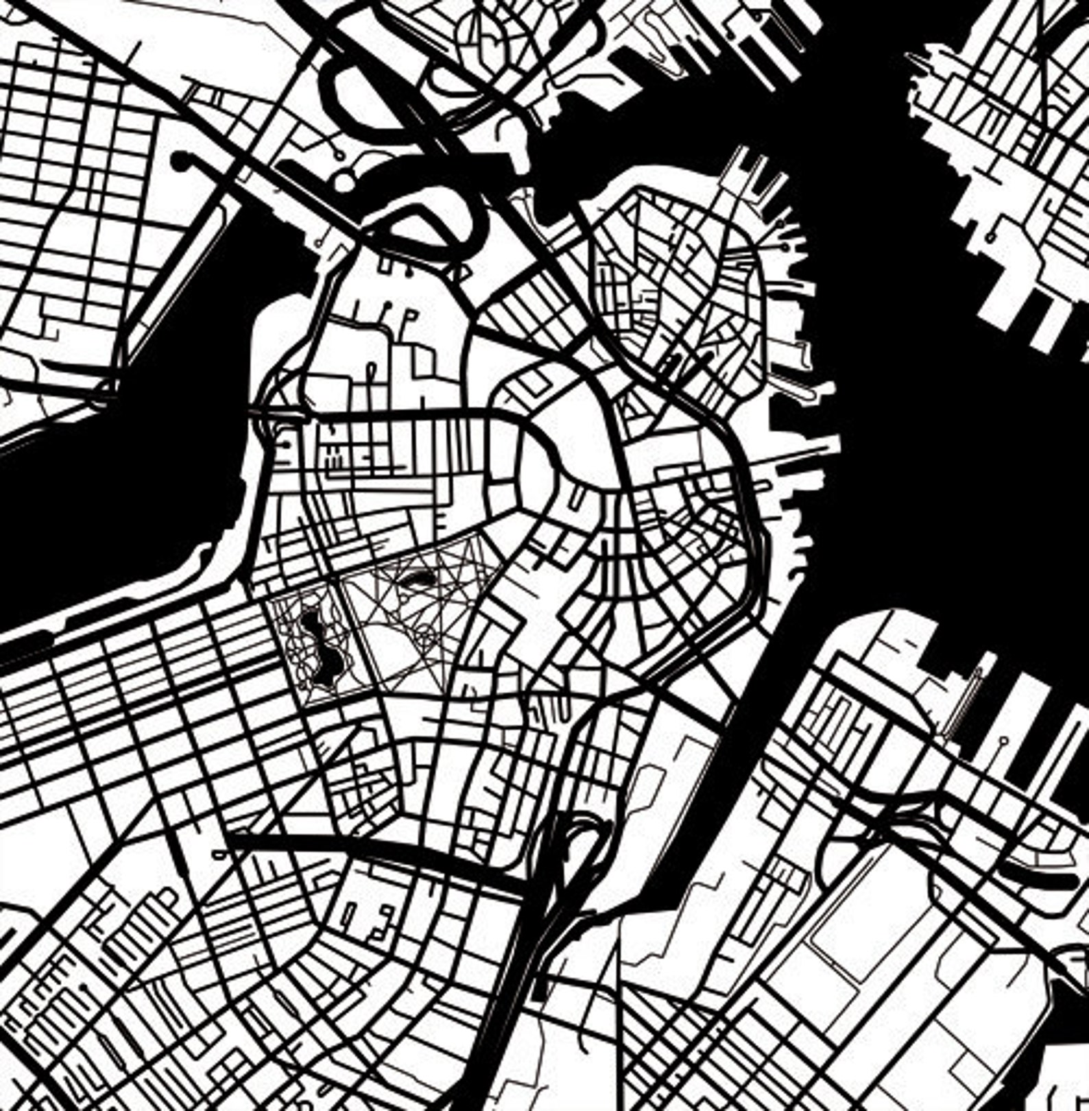 Boston Map Print Massachusetts Poster Black White - Etsy