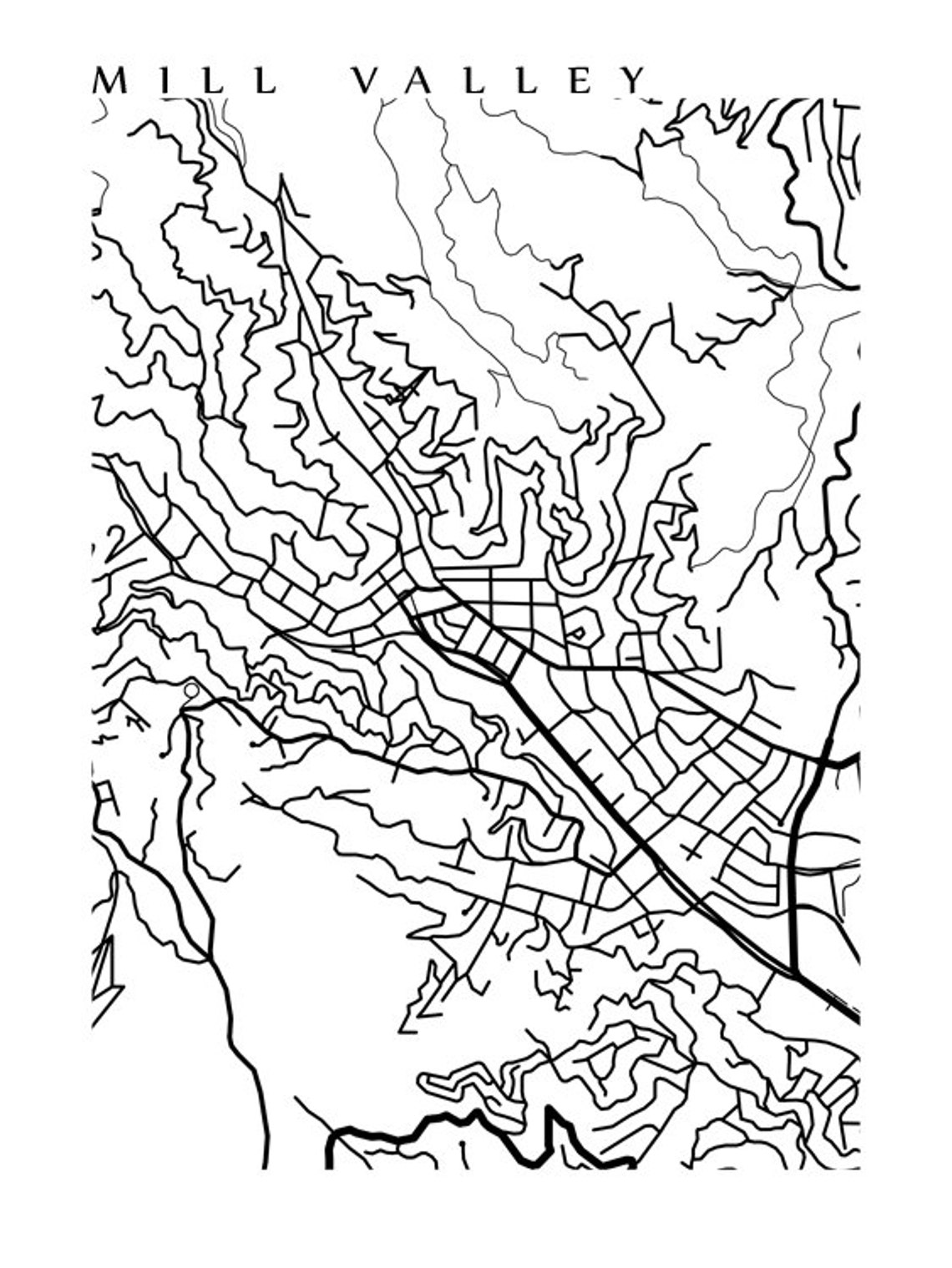Mill Valley Map Print California Poster - Etsy