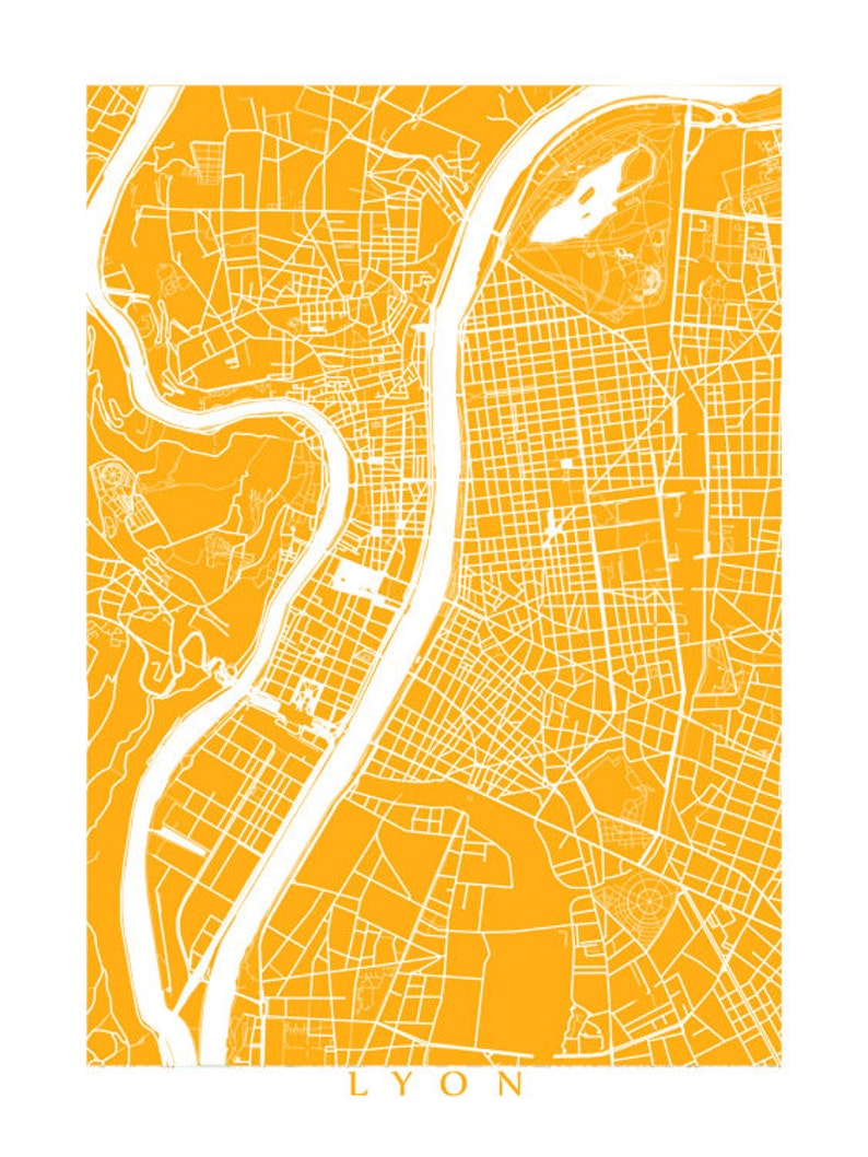 Lyon Map Print France Art Poster - Etsy