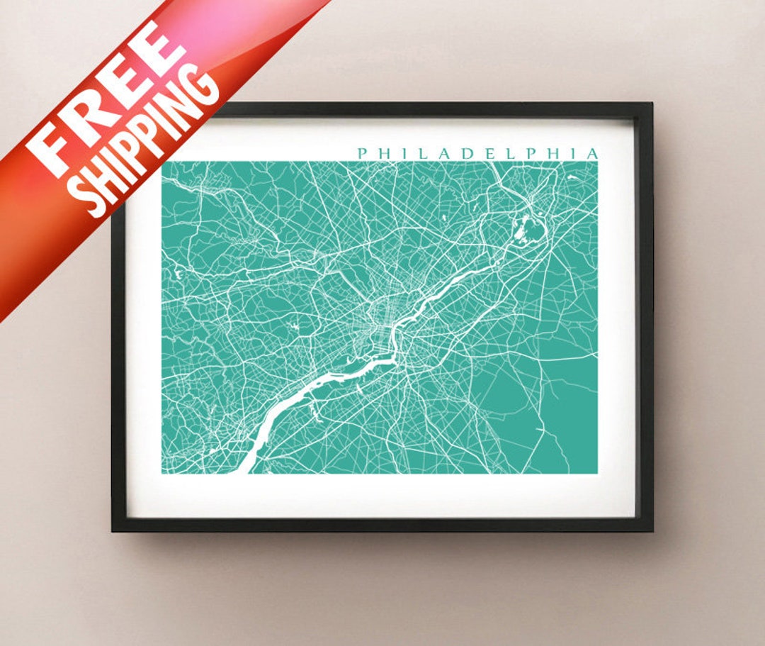 Philadelphia Area Map Print, Philly, Pennsylvania Poster Art - Etsy