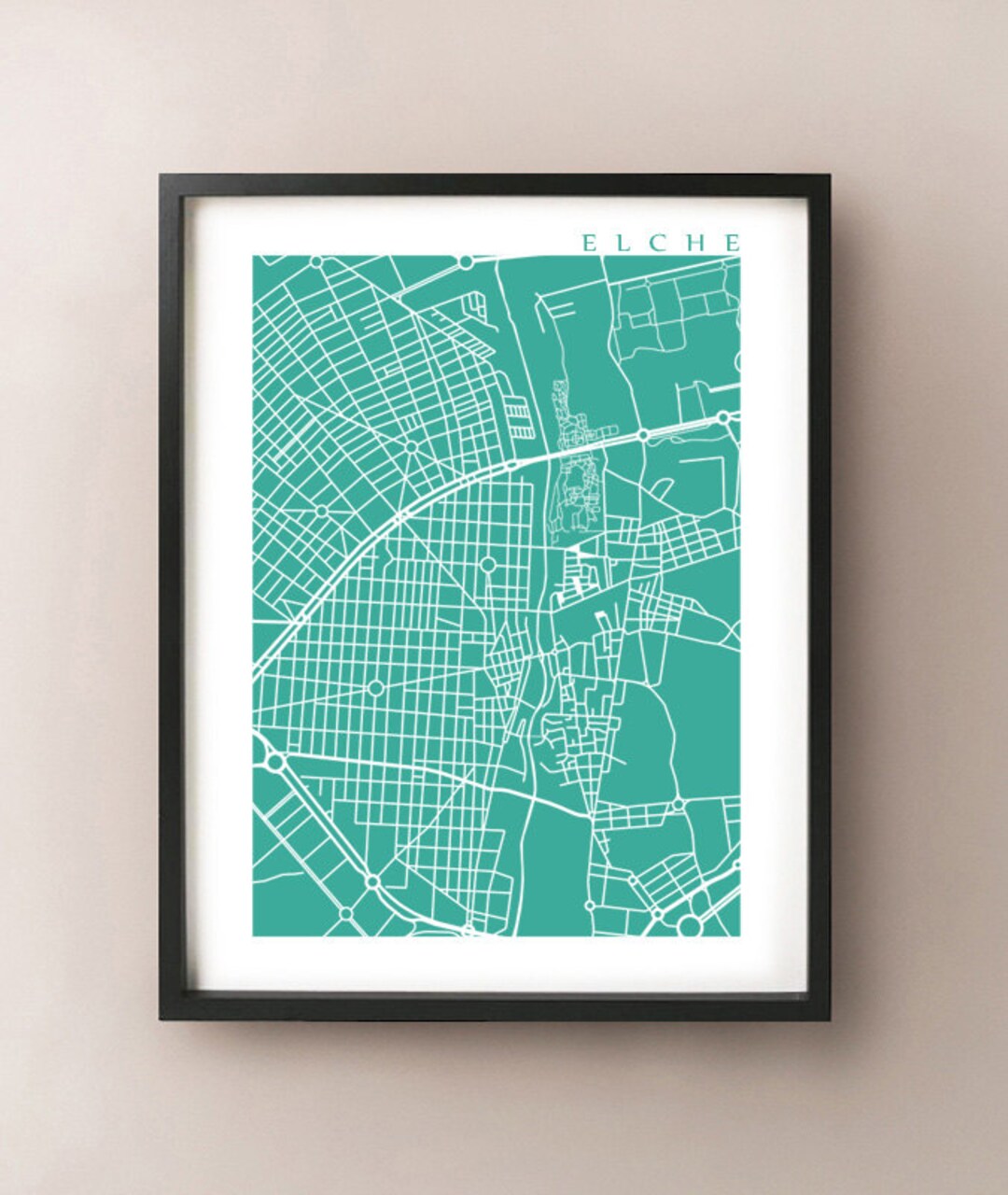 Elche Map - Elx, Spain Art Print - Etsy