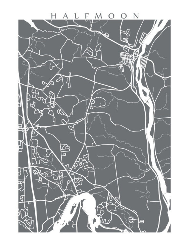 Halfmoon Map Print - Upstate New York Art Poster - Including ...