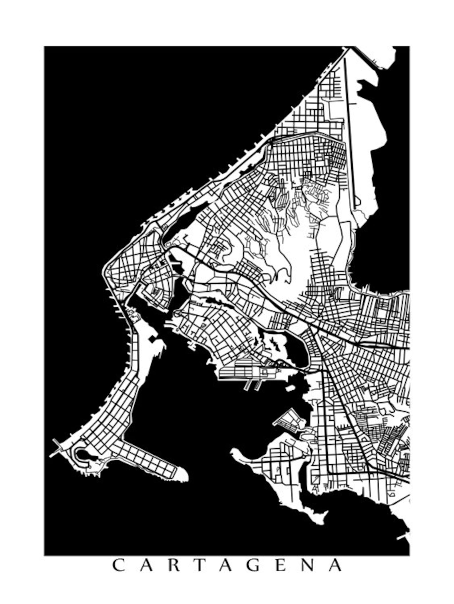 Cartagena Map Print Colombia Poster | Etsy