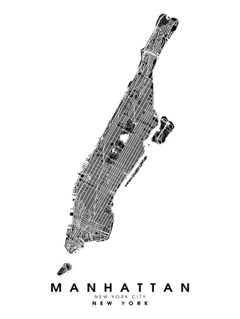 Manhattan NY New York County City Limits Map Print | Etsy
