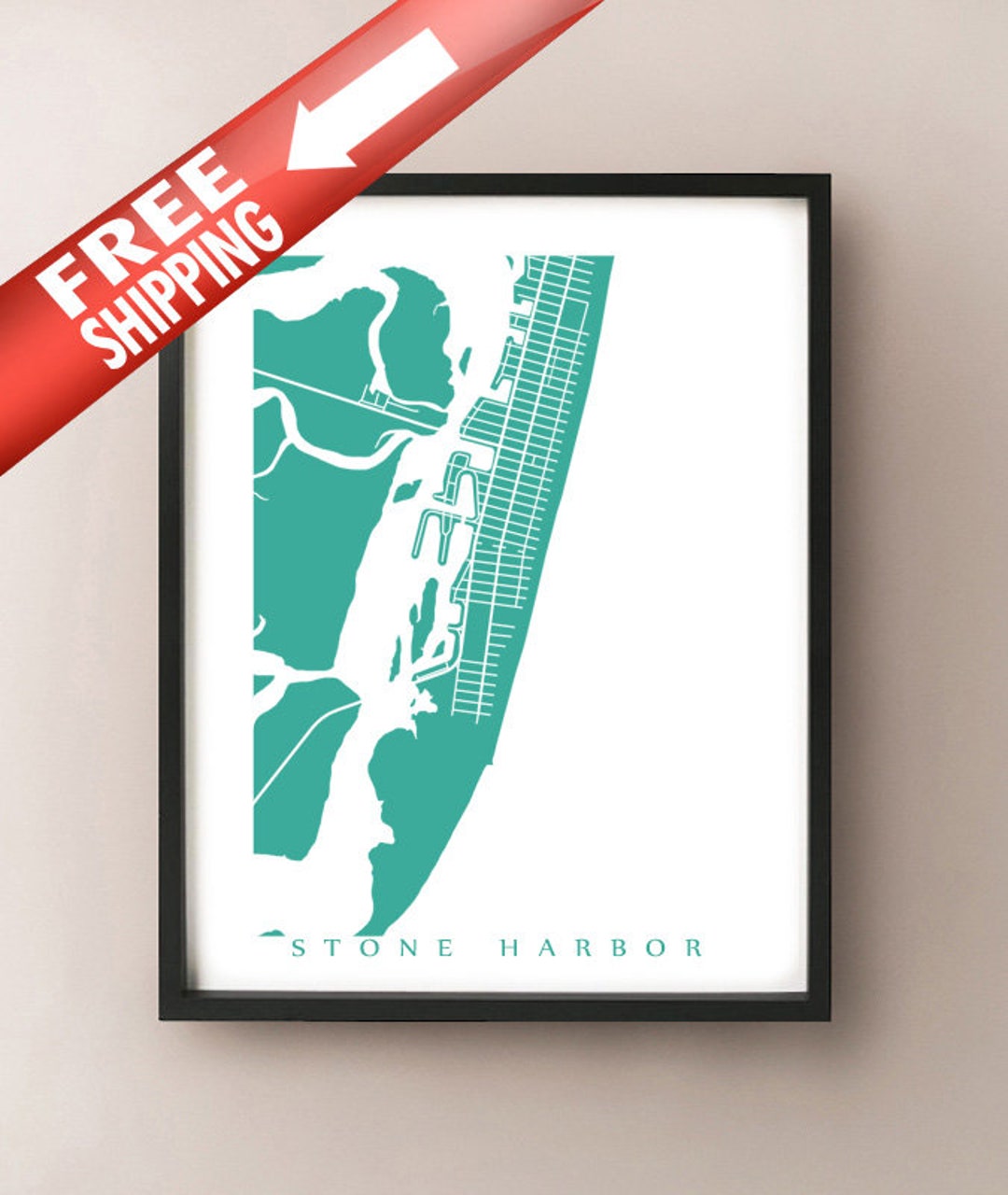 Stone Harbor, NJ Map Art - New Jersey Poster Print - Etsy