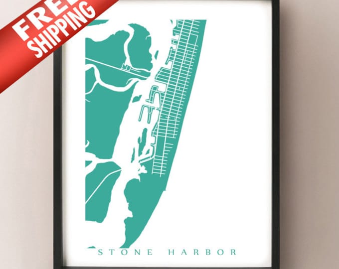 Stone Harbor, NJ Map Art - New Jersey Poster Print - Etsy