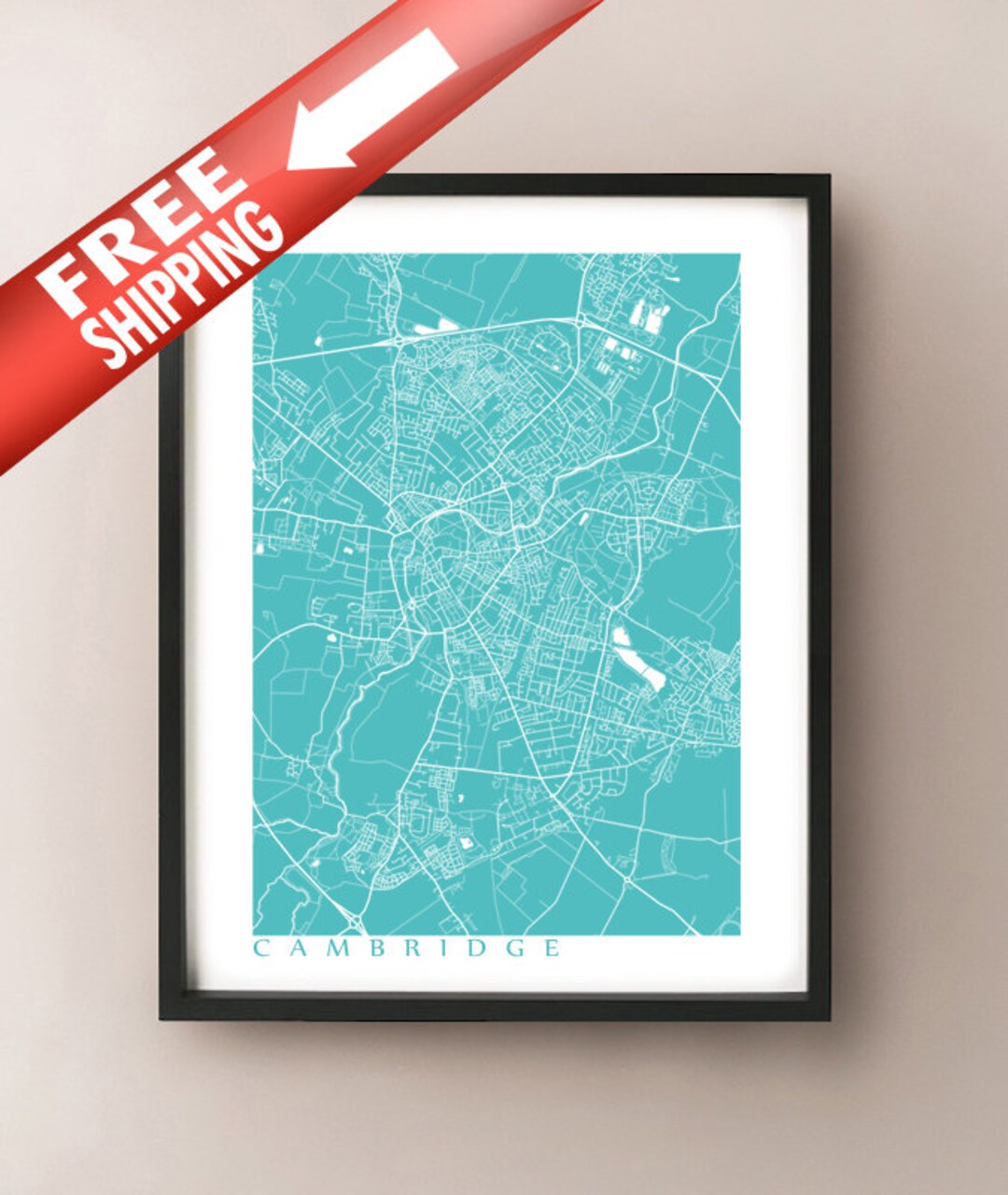 Cambridge Map Print - UK Wall Art - England Poster - Etsy