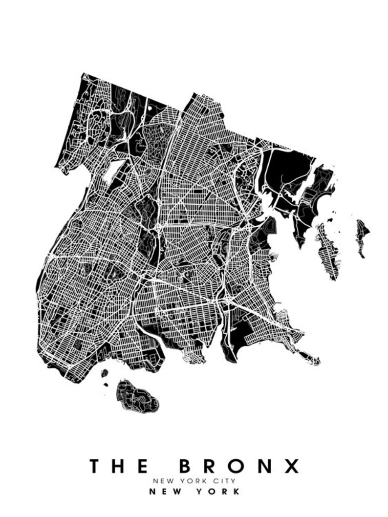 The Bronx, NY - Queens County - City Limits Map Print - Etsy