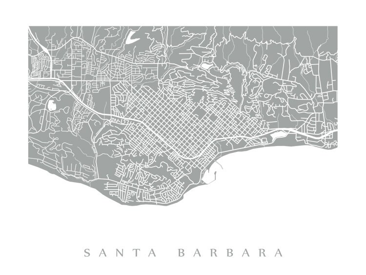 Santa Barbara Map - California Poster Print - Etsy