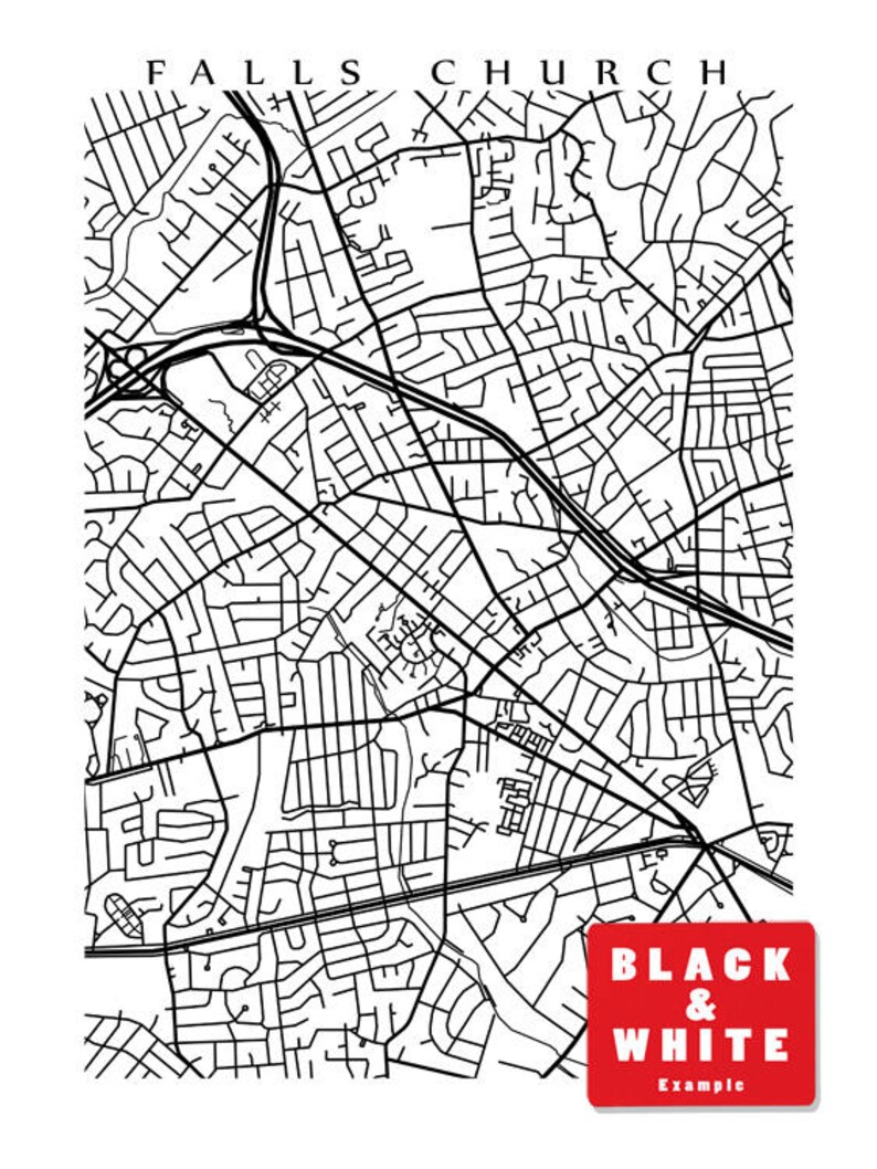 Falls Church Map Virginia Poster | Etsy