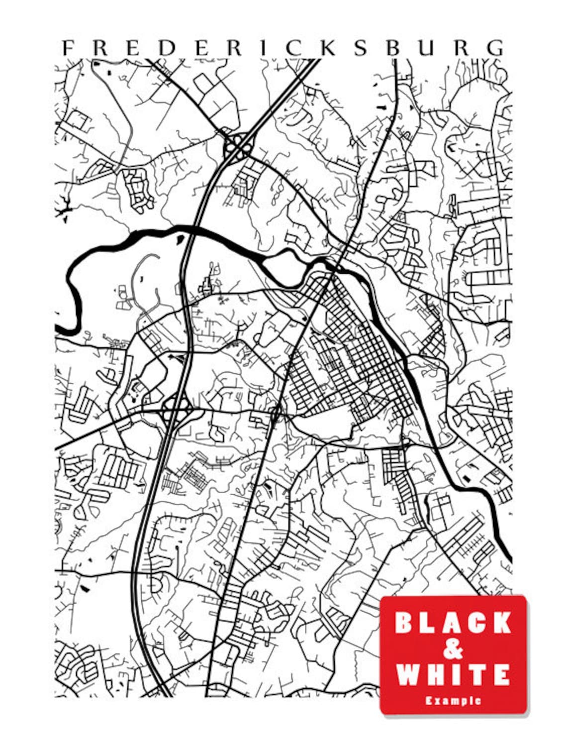 Fredericksburg VA Map Virginia Poster - Etsy