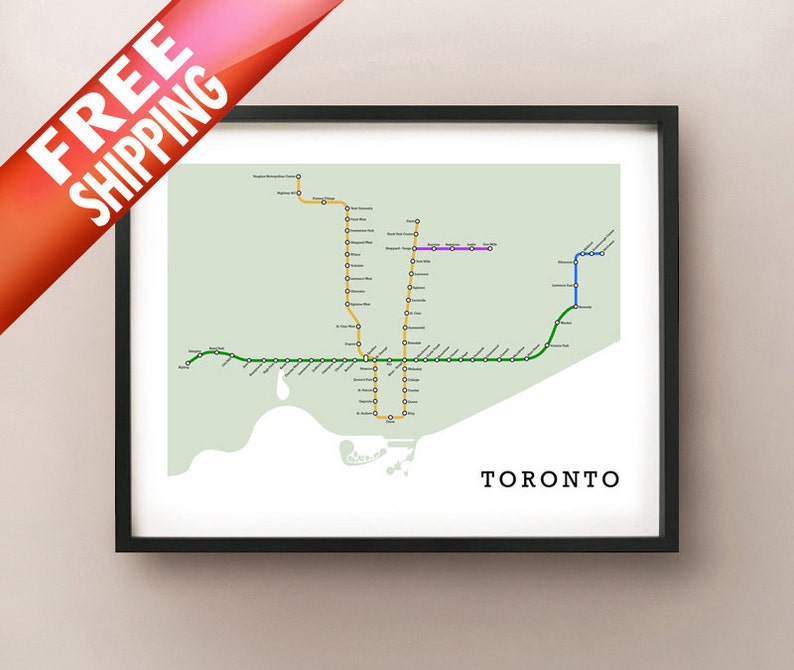 Toronto Subway Map - Metro Style Art Print of Toronto, Ontario - Etsy