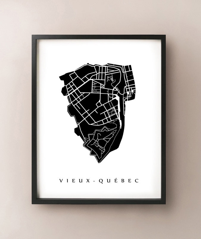 Vieux-quebec old Quebec City Map Neighbourhood Art Print - Etsy