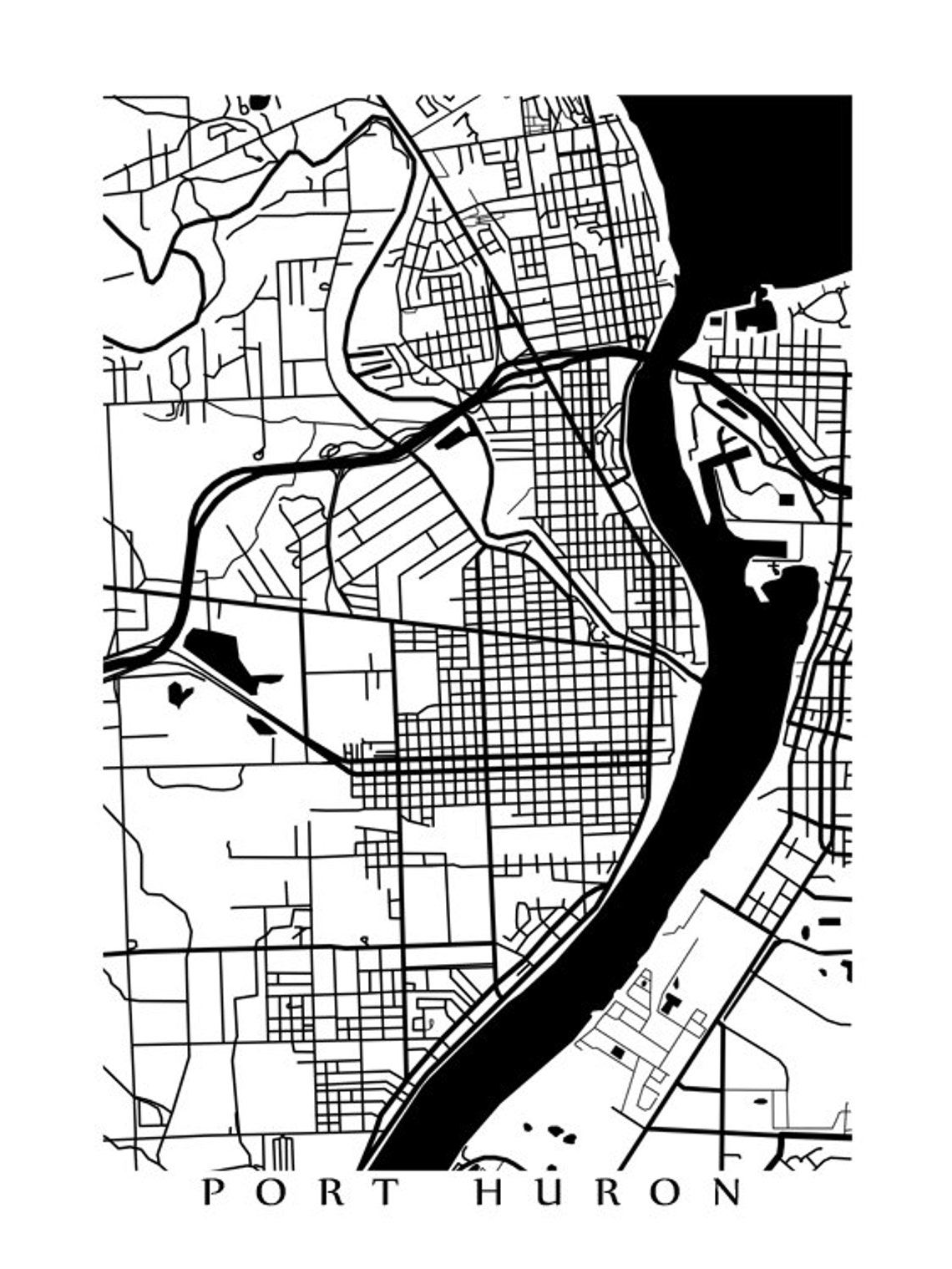 Port Huron Map Print - Michigan Poster - Home Decor, Wall Art - Etsy