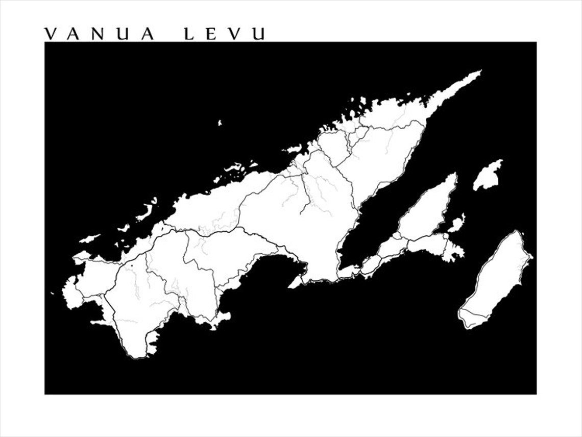 Vanua Levu Island Map Print | Etsy