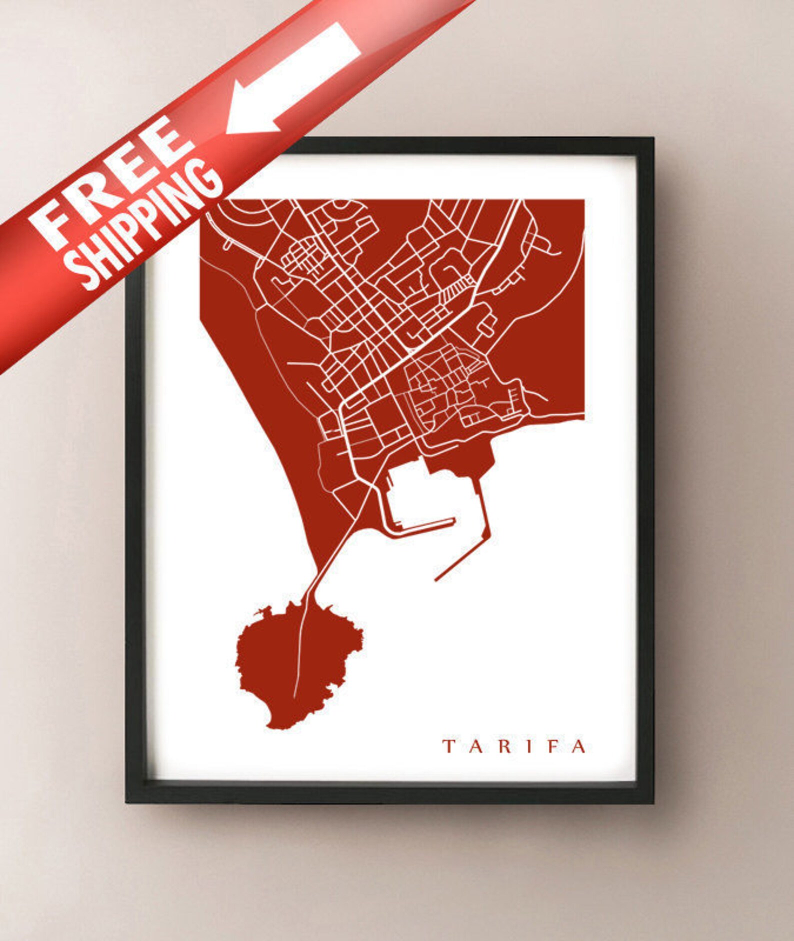 Tarifa Map Andalucia Spain Art Print - Etsy