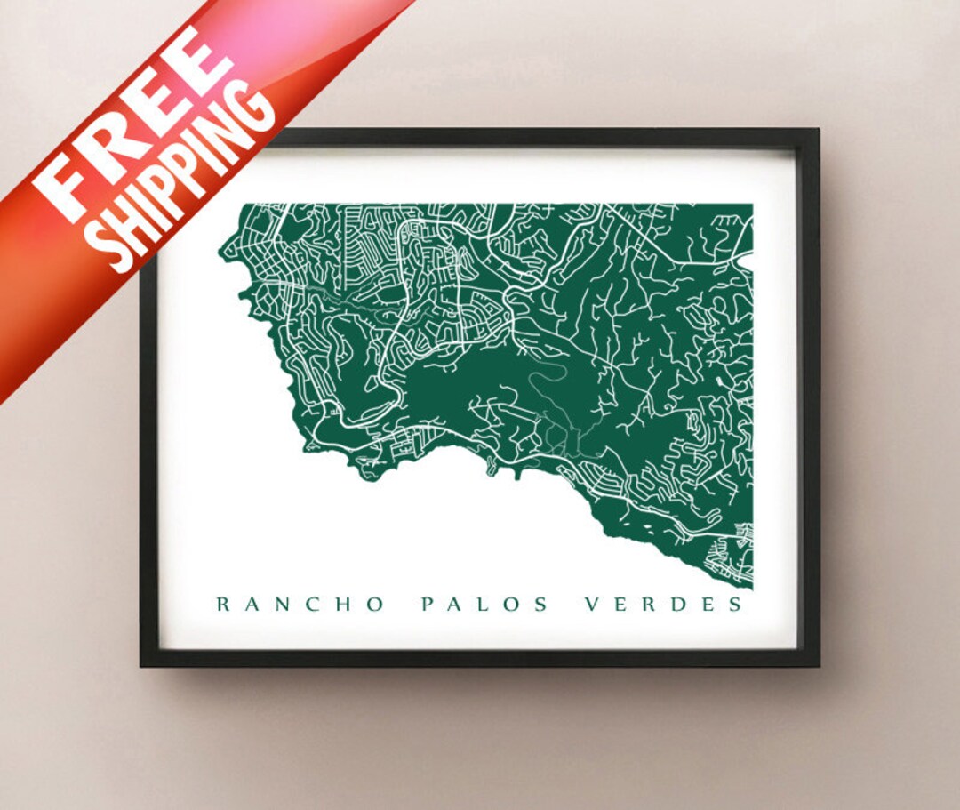 Rancho Palos Verdes Map Print - California Art Poster - Etsy