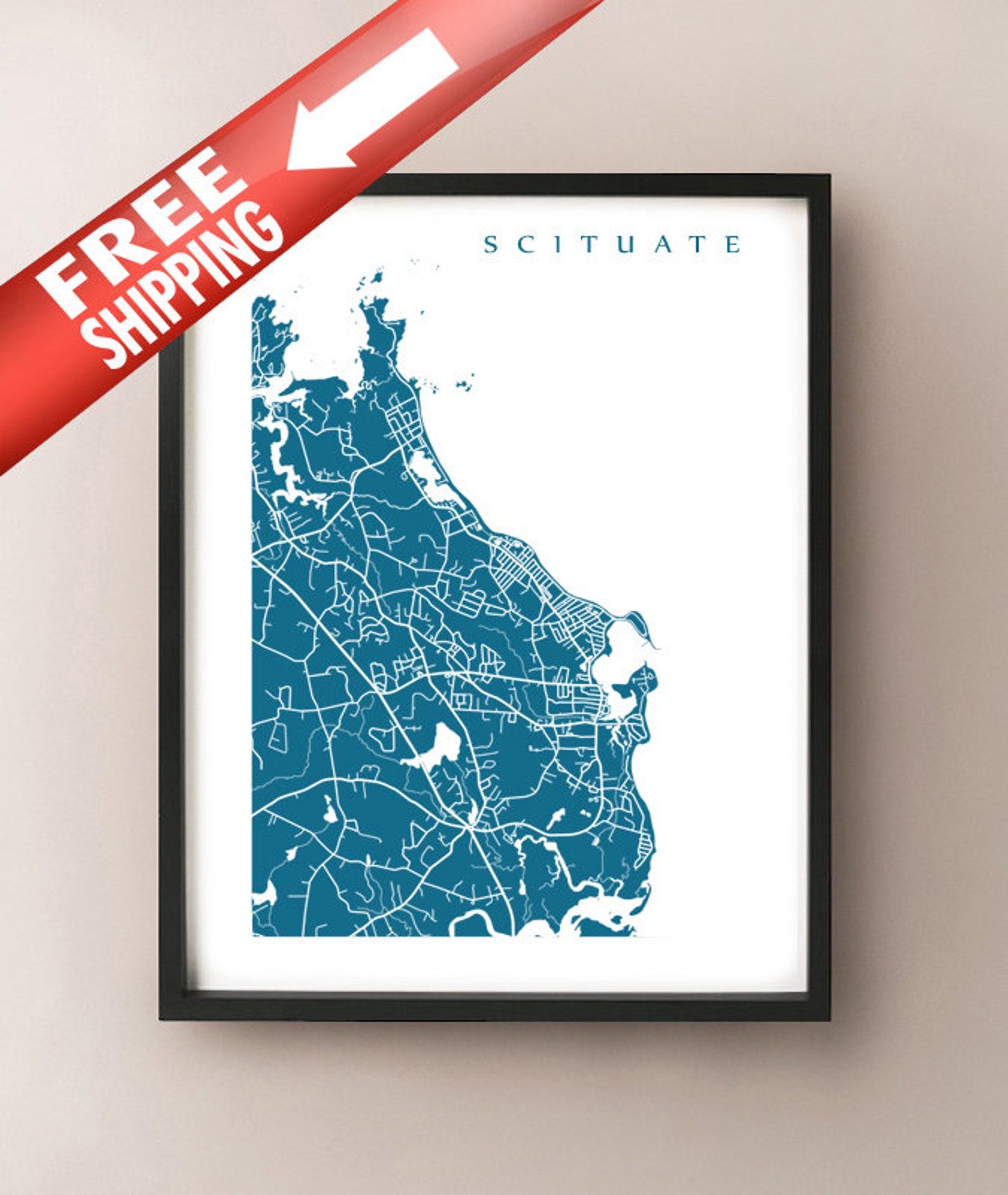 Scituate, MA Map Print - Massachusetts Poster - Etsy