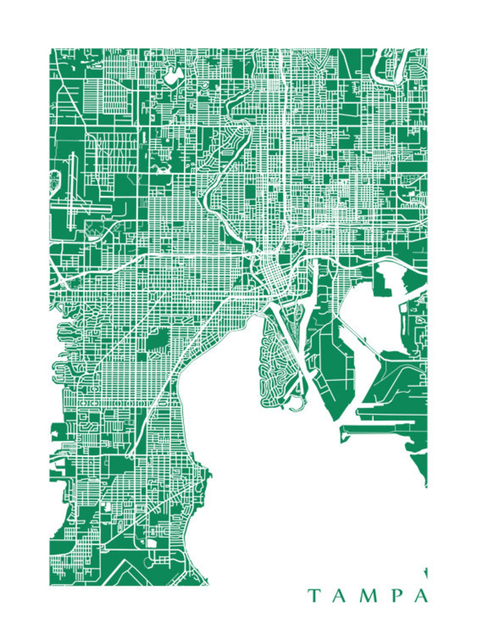 Tampa Map Print - Etsy