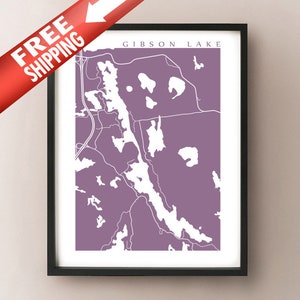 Gibson Lake, ON Map Print - Ontario Art - Etsy