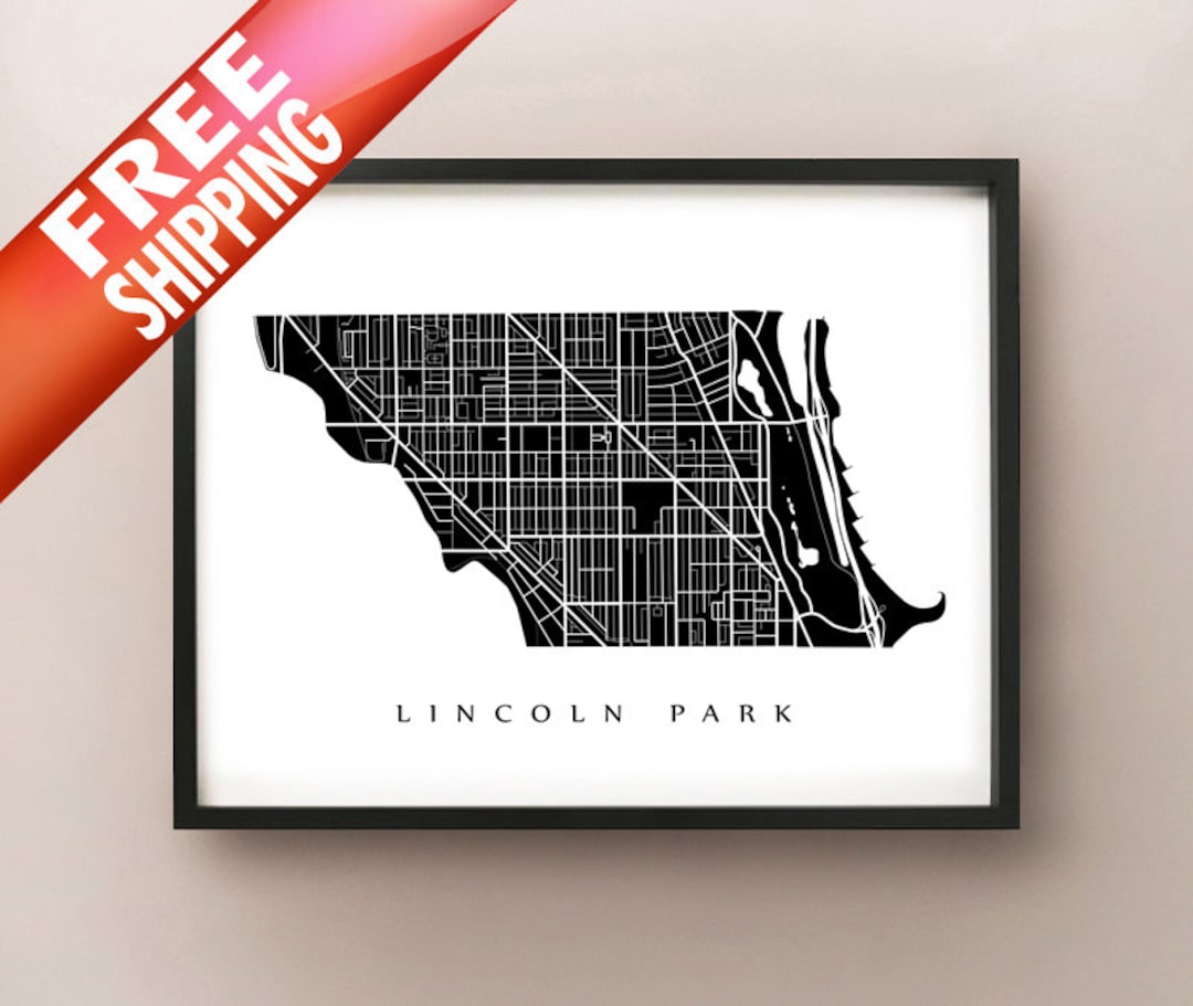 Lincoln Park Map - Chicago Neighbourhood Art Print - Etsy