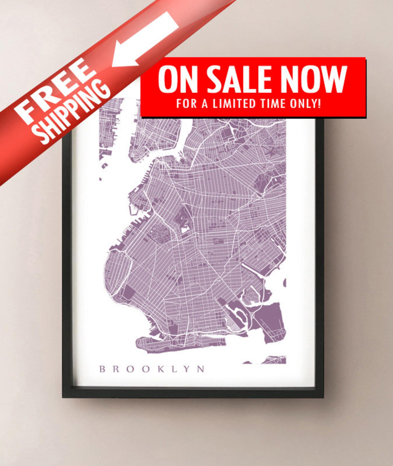 Brooklyn Map Print New York Poster | Etsy