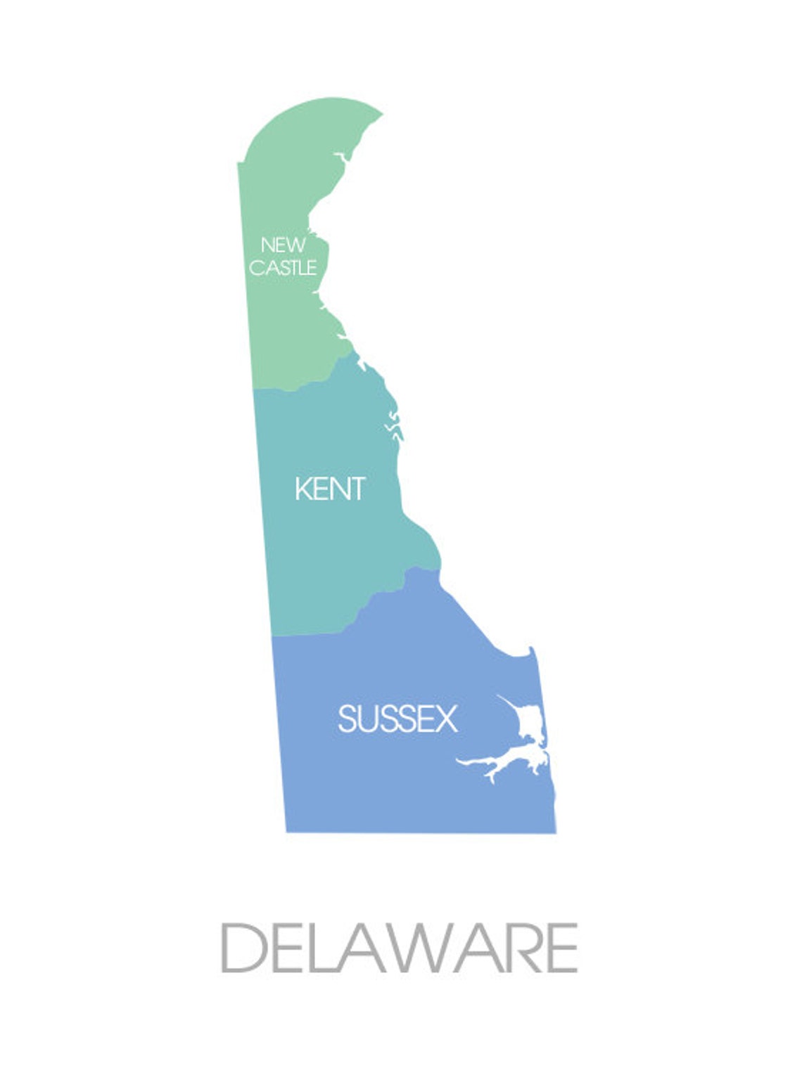 Delaware State Map Custom Print | Etsy