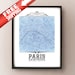 Paris Vintage Style Blueprint Map Art Print Paris, France City Map ...
