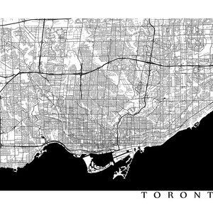 Toronto Map - Black and White - Etsy