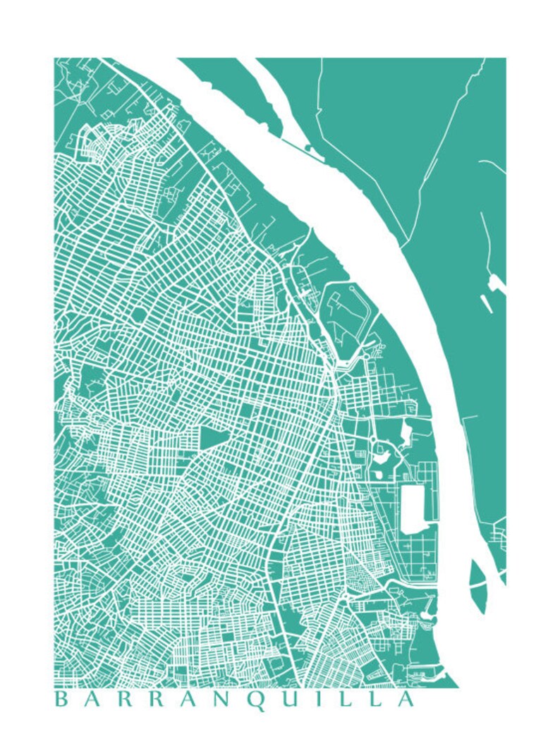 Barranquilla Map Print - Colombia Poster - Etsy