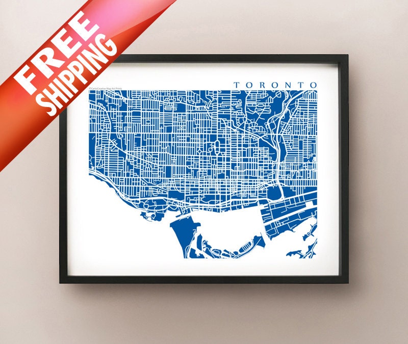 Downtown Toronto Map Art Ontario Poster Print | Etsy