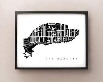 Upper Beaches Map Toronto Neighbourhood Art Print | Etsy