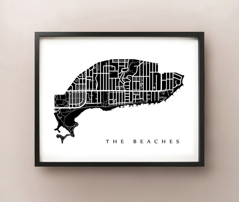 The Beaches Map Toronto Neighbourhood Art Print - Etsy