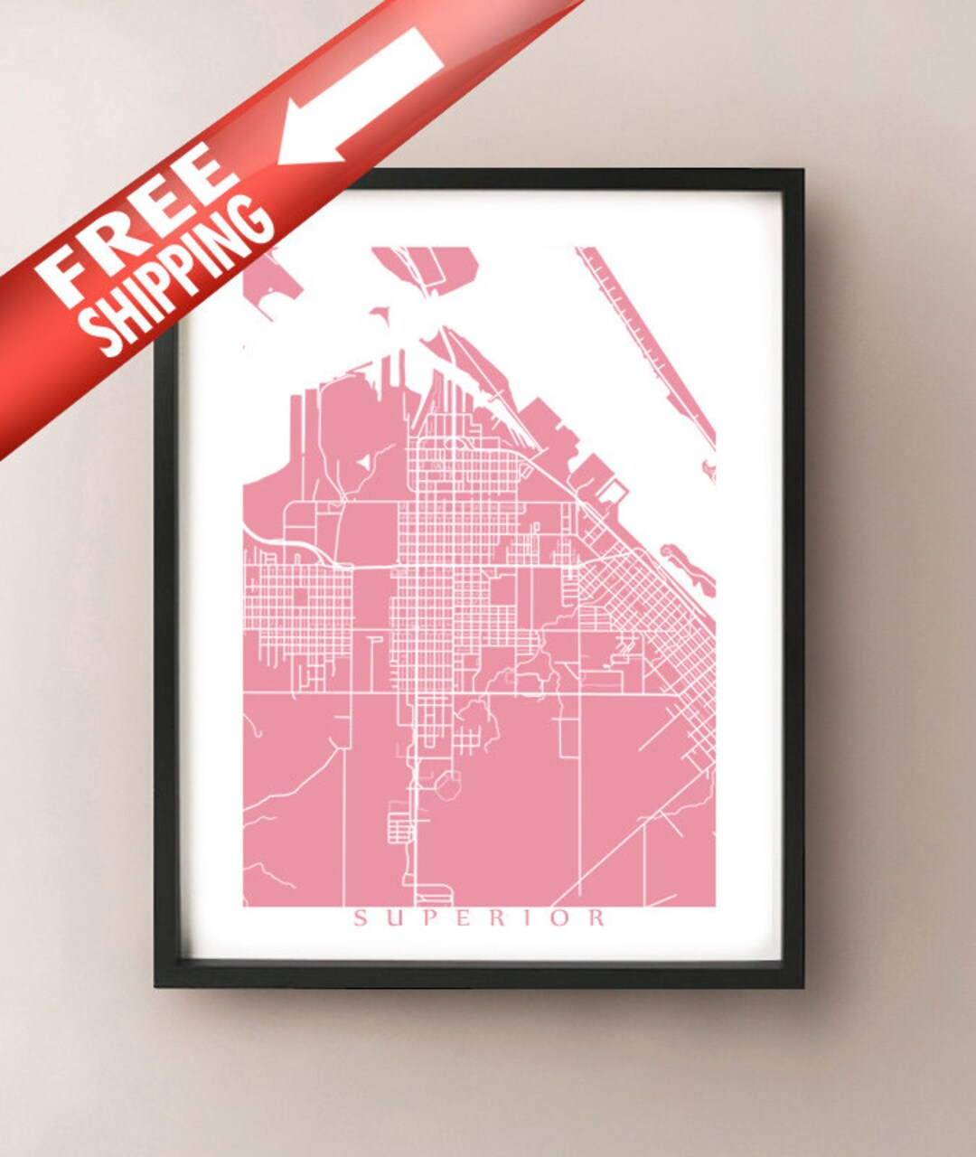 Superior, WI Map Print - Wisconsin Poster - Etsy