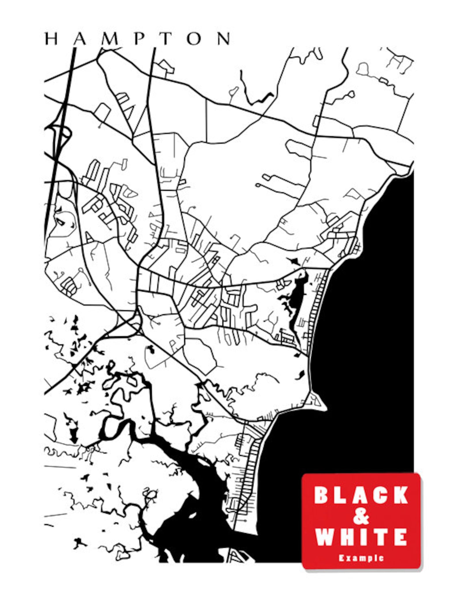 Hampton NH Map Print New Hampshire Poster - Etsy