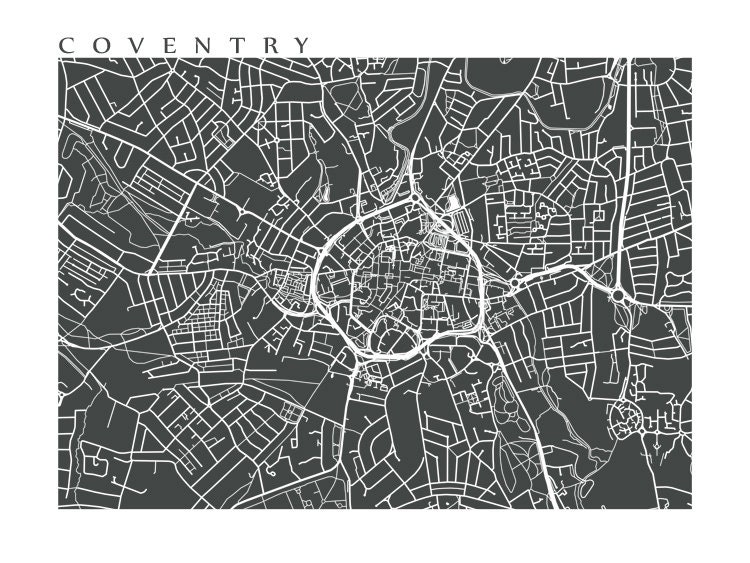 Coventry Map Print England Poster | Etsy