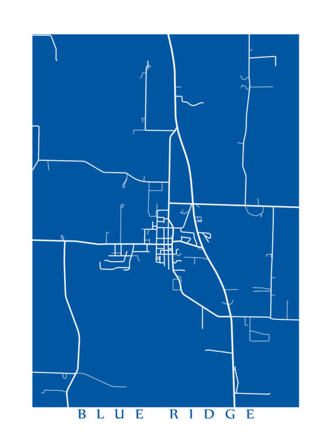 Blue Ridge TX Map Print Affiche texas | Etsy