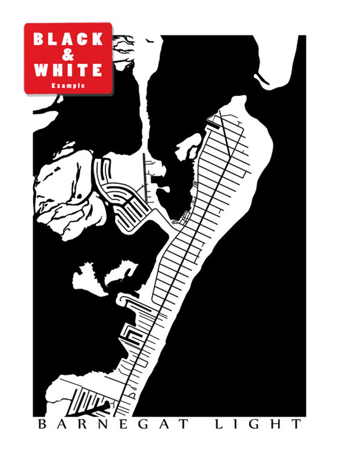 Barnegat Light NJ Map Art New Jersey Poster Print | Etsy