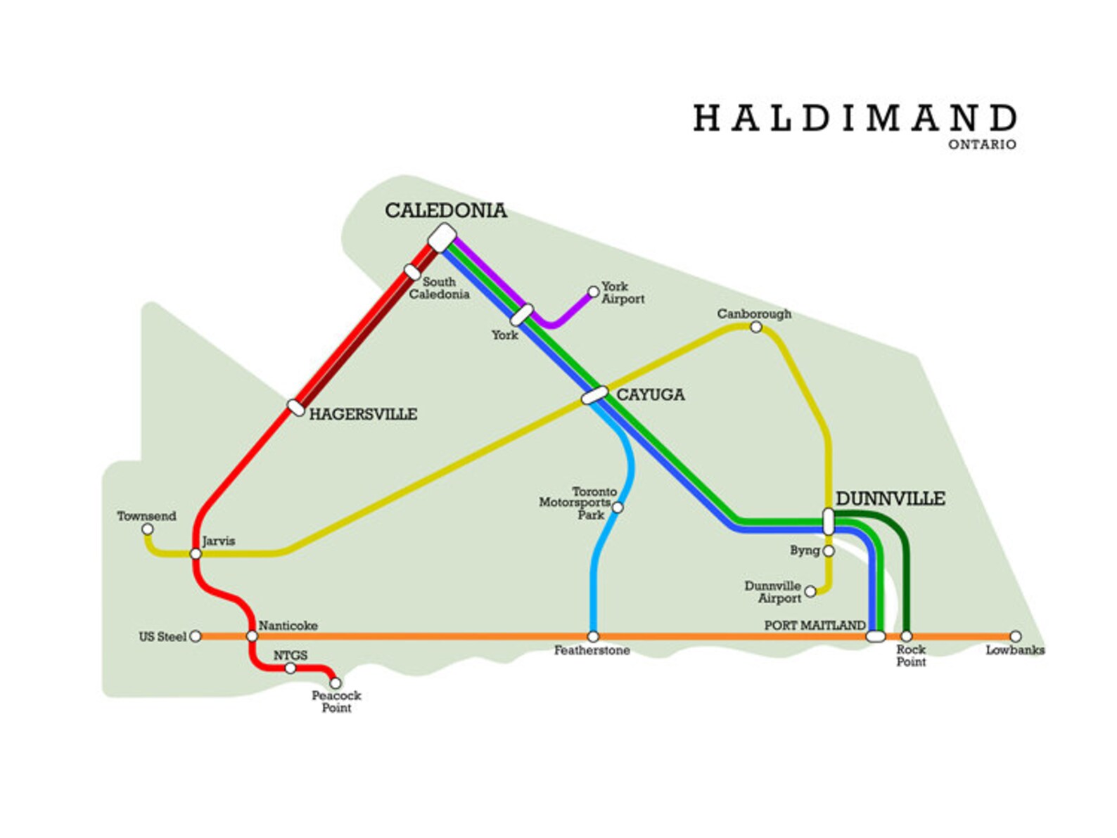 Haldimand County Subway Style Map Fictional Metro Style Art | Etsy