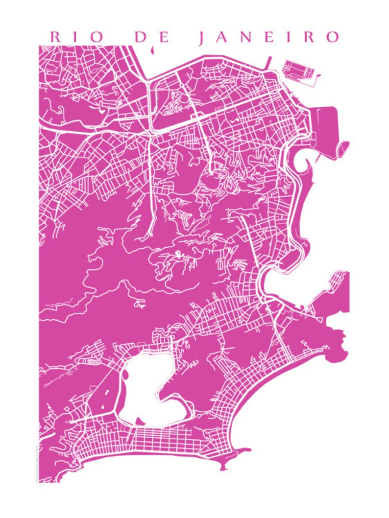 Rio De Janeiro Map Print Brazil Art Poster - Etsy Canada