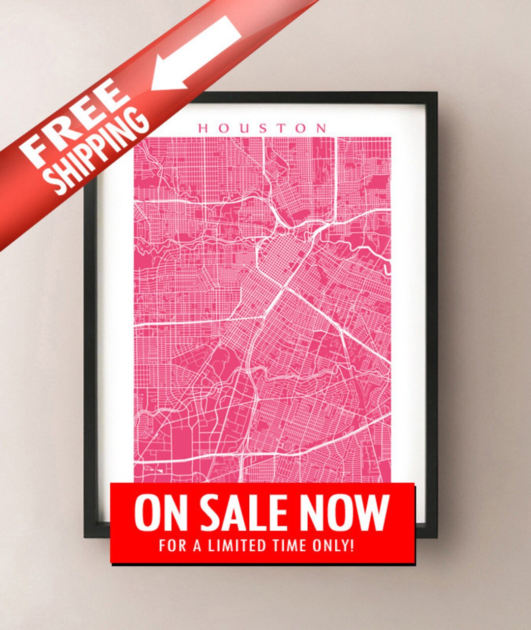 Houston Map Print - Texas Poster - Etsy